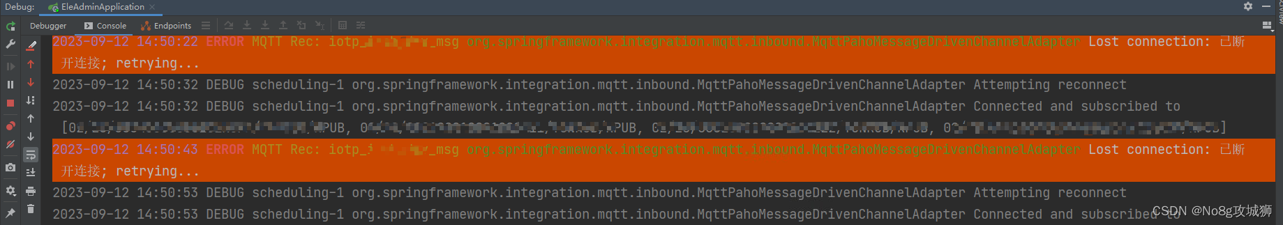 【MQTT异常】mqtt.inbound.MqttPahoMessageDrivenChannelAdapter Lost connection: 已断开连接； retrying...-CSDN博客