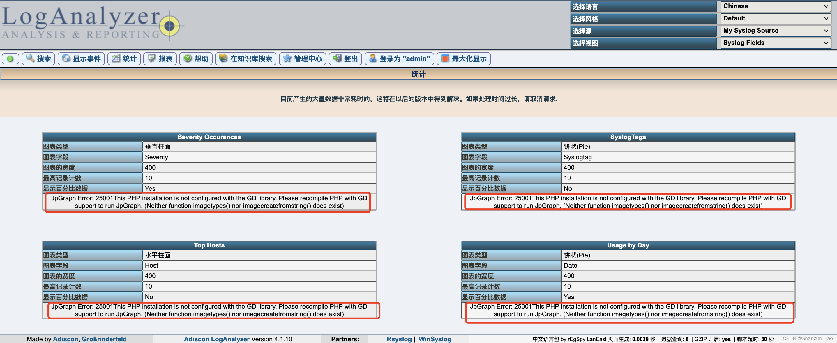Install Configure LogAnalyzer with Rsyslog On CentOS 7_jpgraph error: 25001this php installation ...