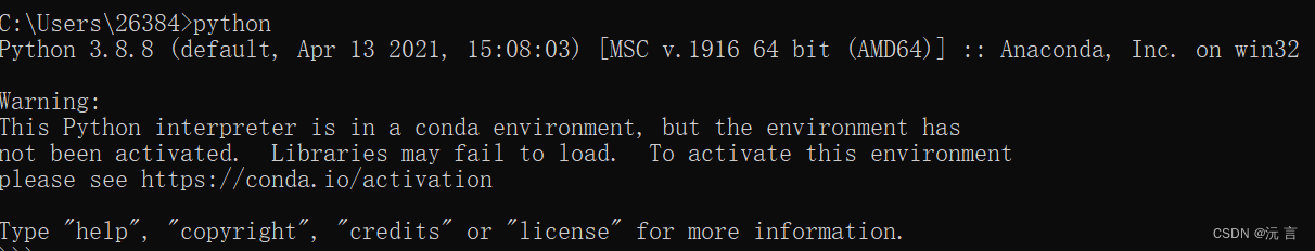 This Python interpreter is in a conda environment, but the environment hasnot been activated.-CSDN博客