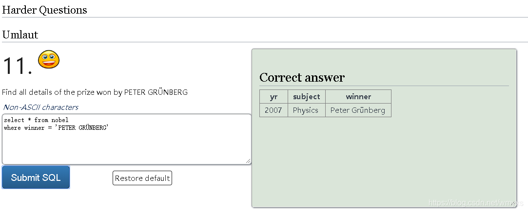 sqlzoo SELECT from Nobel Tutorial练习答案-CSDN博客