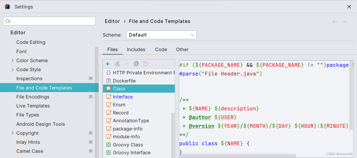 idea如何更改默认方法注释（使用版本为2023/01）（使用/**方式唤出的javadoc）_idea修改默认注释-CSDN博客