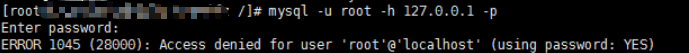 centOS7登录mysql提示ERROR 1045 (28000): Access denied for user ‘root‘@‘localhost‘ (using password ...