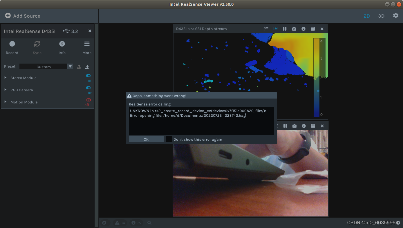 使用D435i相机录制TUM格式的数据集_bag对齐rgb和depth-CSDN博客