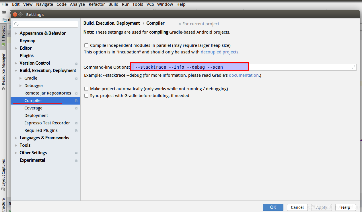 android studio的gradle编译出现问题：Try Run with --stacktrace option to get the stack trace_problems ...