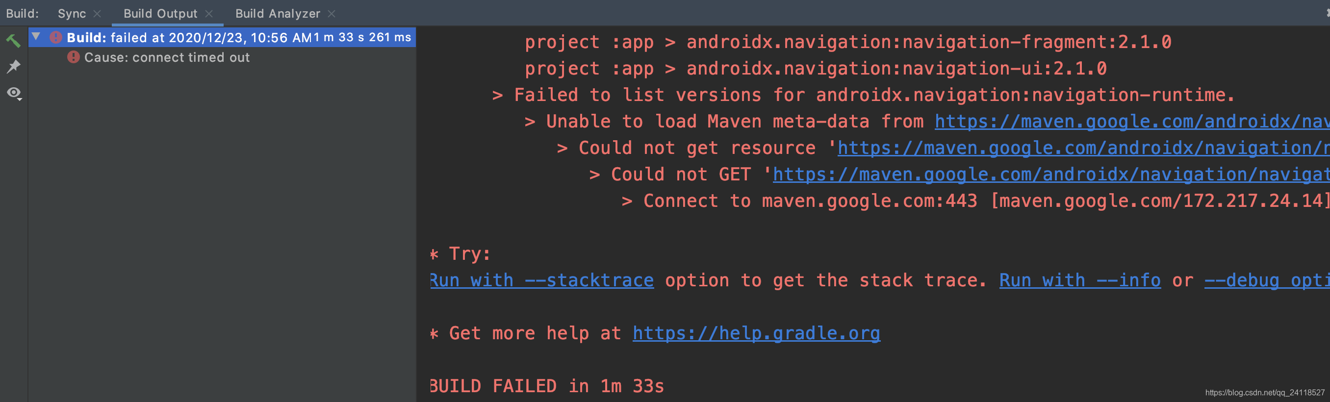 Android Studio : Failed to list versions for androidx.navigation:navigation-runtime_android ...