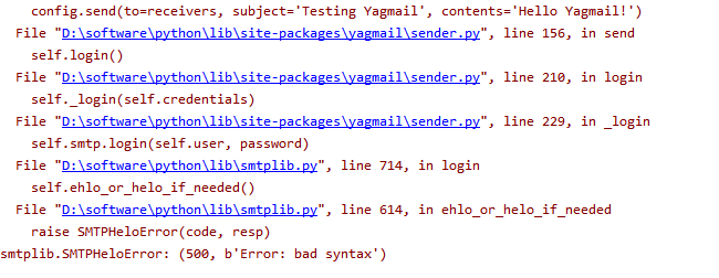 smtplib.SMTPHeloError: (500, b‘Error: bad syntax‘)_smtplib.smtpheloerror: (500, b'error: bad ...