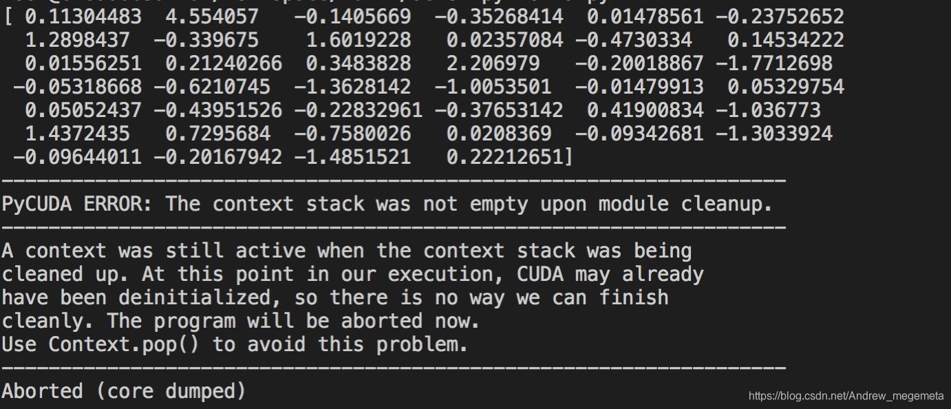 pytcuda学习笔记（一）_pycuda error: the context stack was not empty upon-CSDN博客