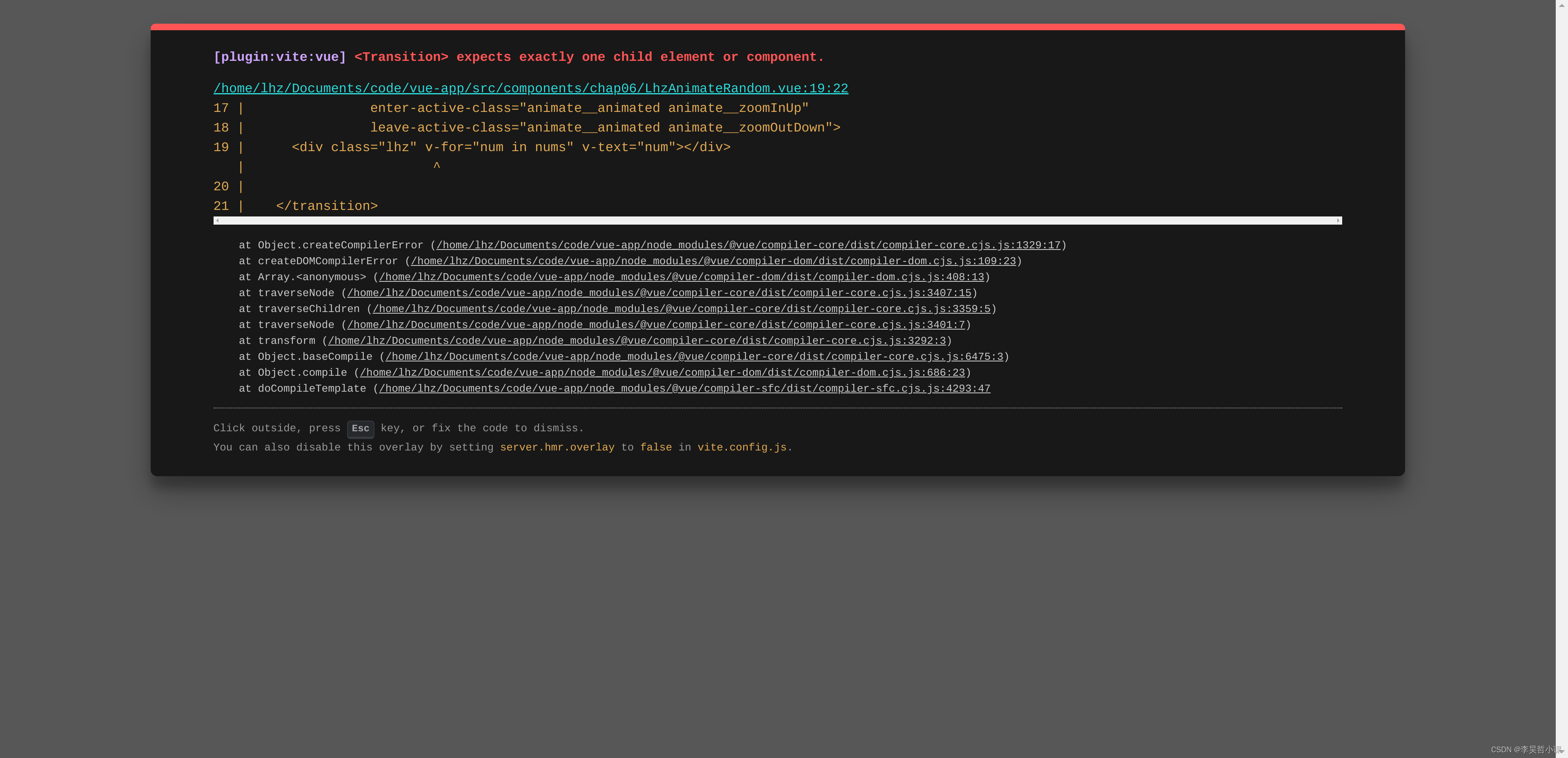 ＜Transition＞ expects exactly one child element or component._ expects exactly one child element ...