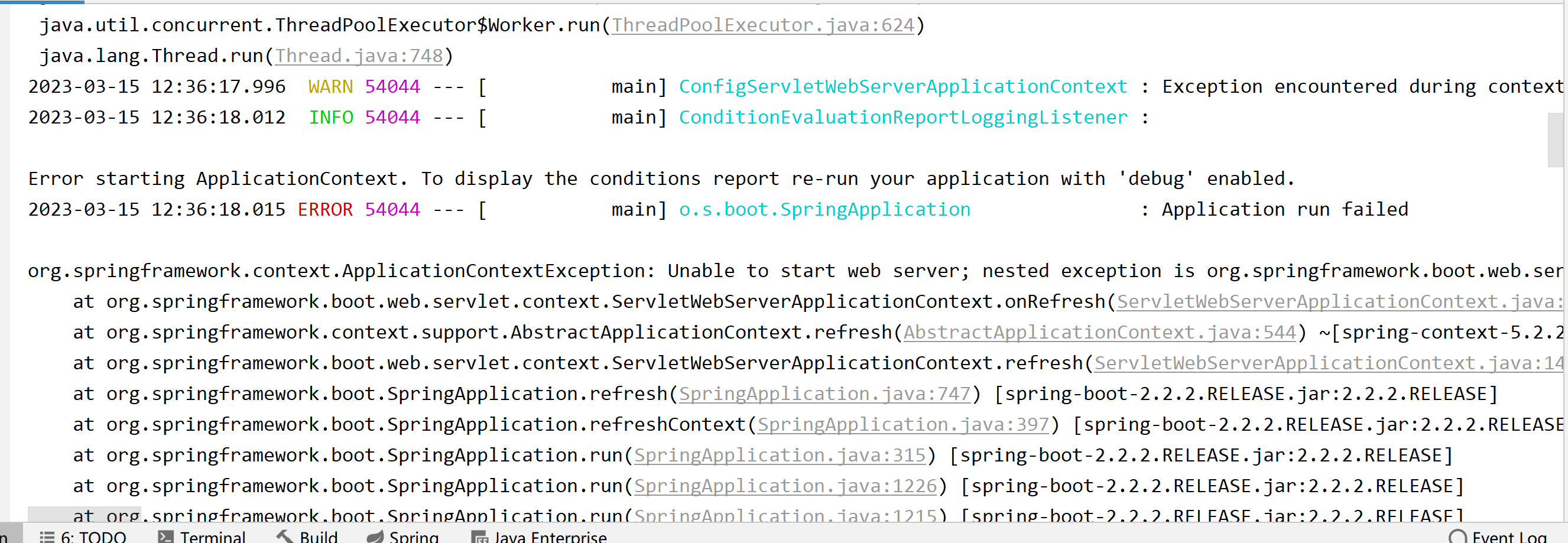 org.springframework.context.ApplicationContextException: Unable to start web server；-CSDN博客
