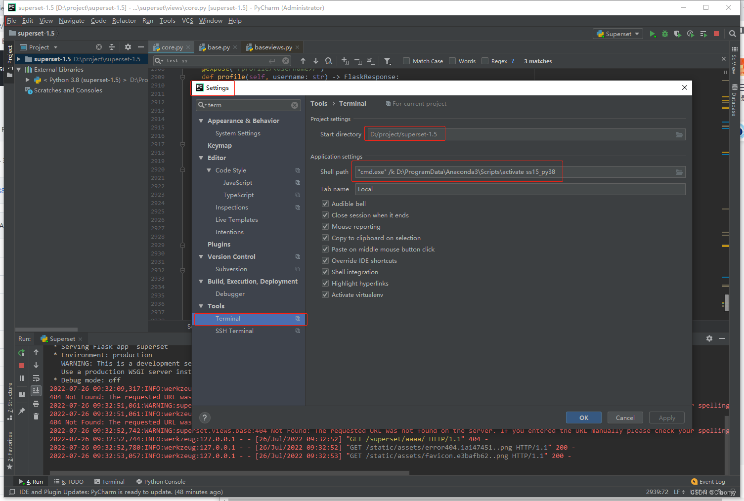 Superset1.5-Windows开发环境(pycharm)搭建（最深入）_superset pycharm-CSDN博客