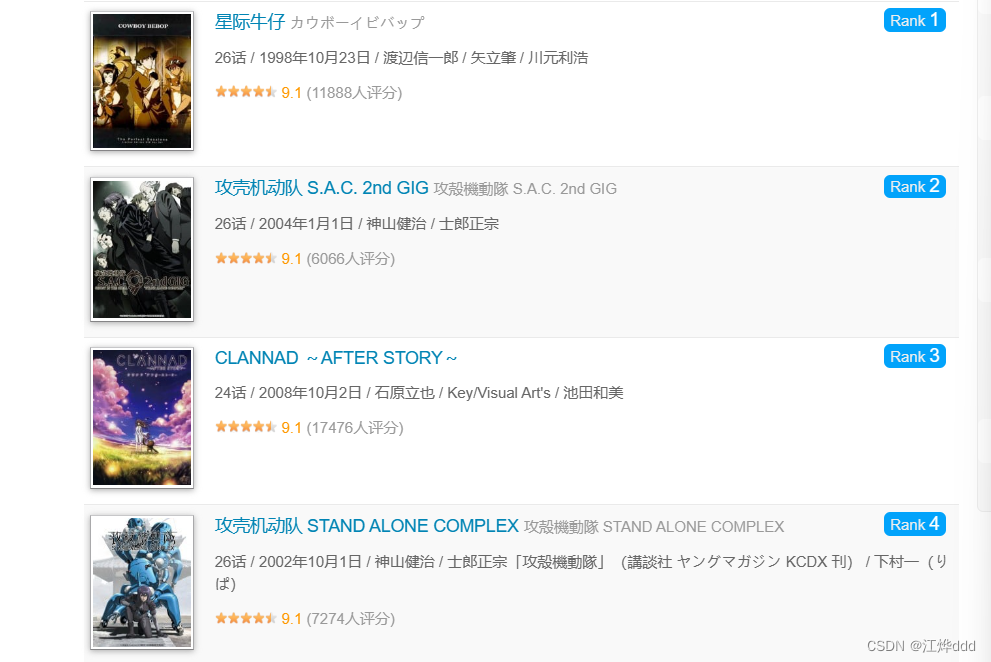 Bangumi动画评分爬虫实战-CSDN博客