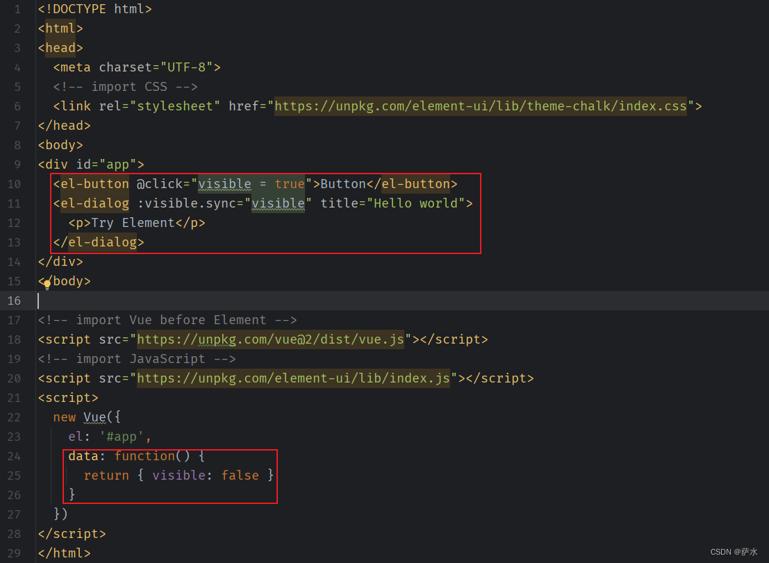 前端 HTML中，如何在线使用！更清晰！更简单！更完整！的 Vue（2/3）和 Element（UI/Plus）。_html使用vue3+elementplus-CSDN博客