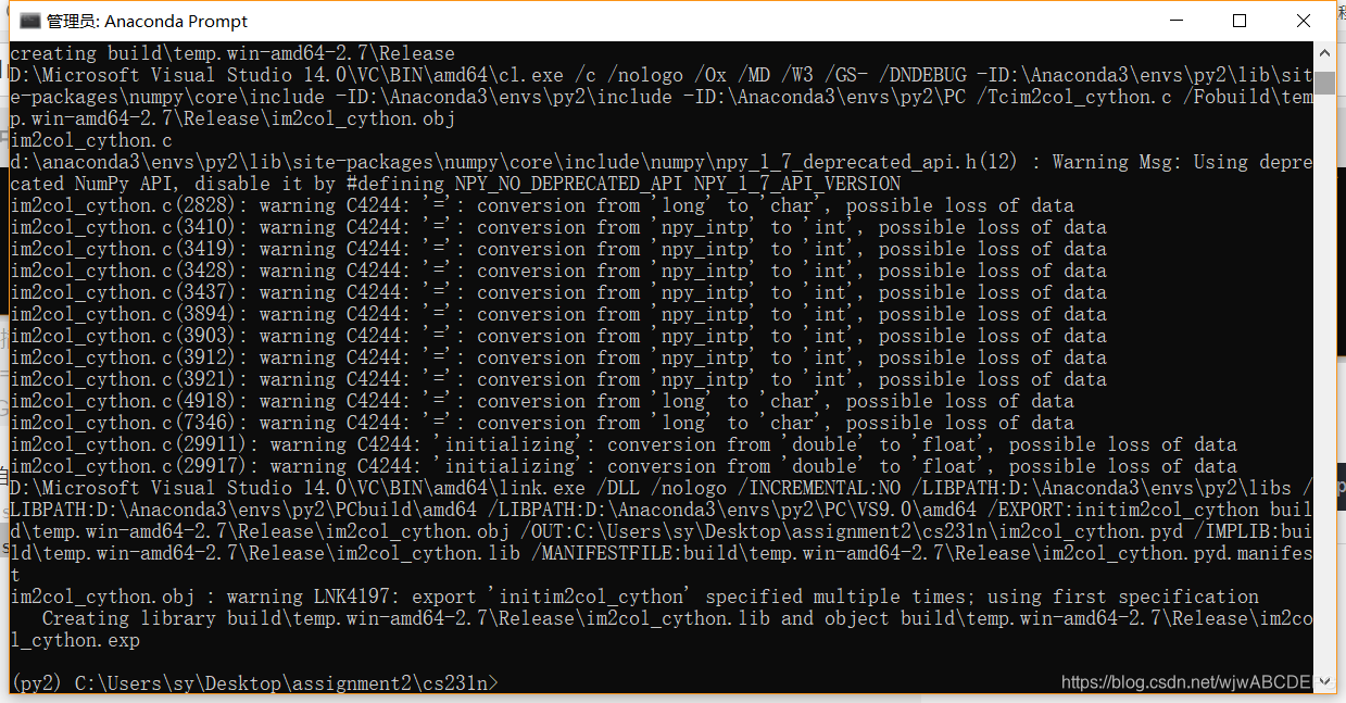cs231n作业中出现building 'im2col_cython' extension error: Unable to find vcvarsall.bat解决办法（附网上其他版本解决 ...