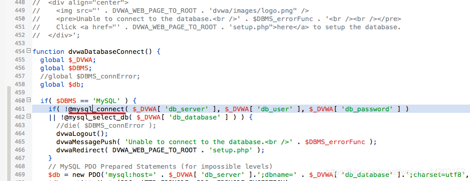 dvwa安装好后连接报错 Uncaught Error: Call to undefined function mysql_connect() in /Applications/XAMPP ...