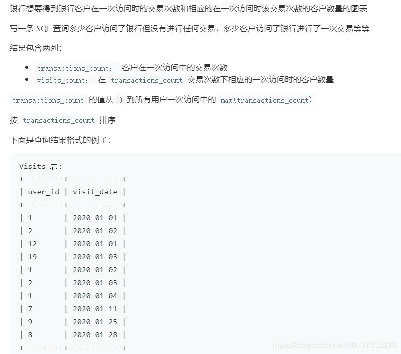 LeetCode-SQL-1336. 每次访问的交易次数（未解答）_sql code 1336-CSDN博客