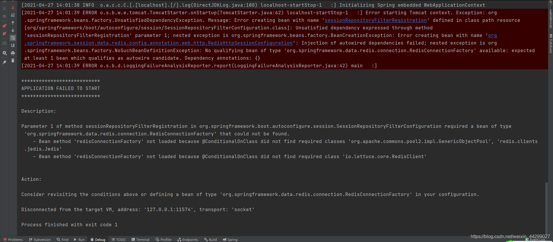 Bean method ‘redisConnectionFactory‘ not loaded because @ConditionalOnClass did not find ...