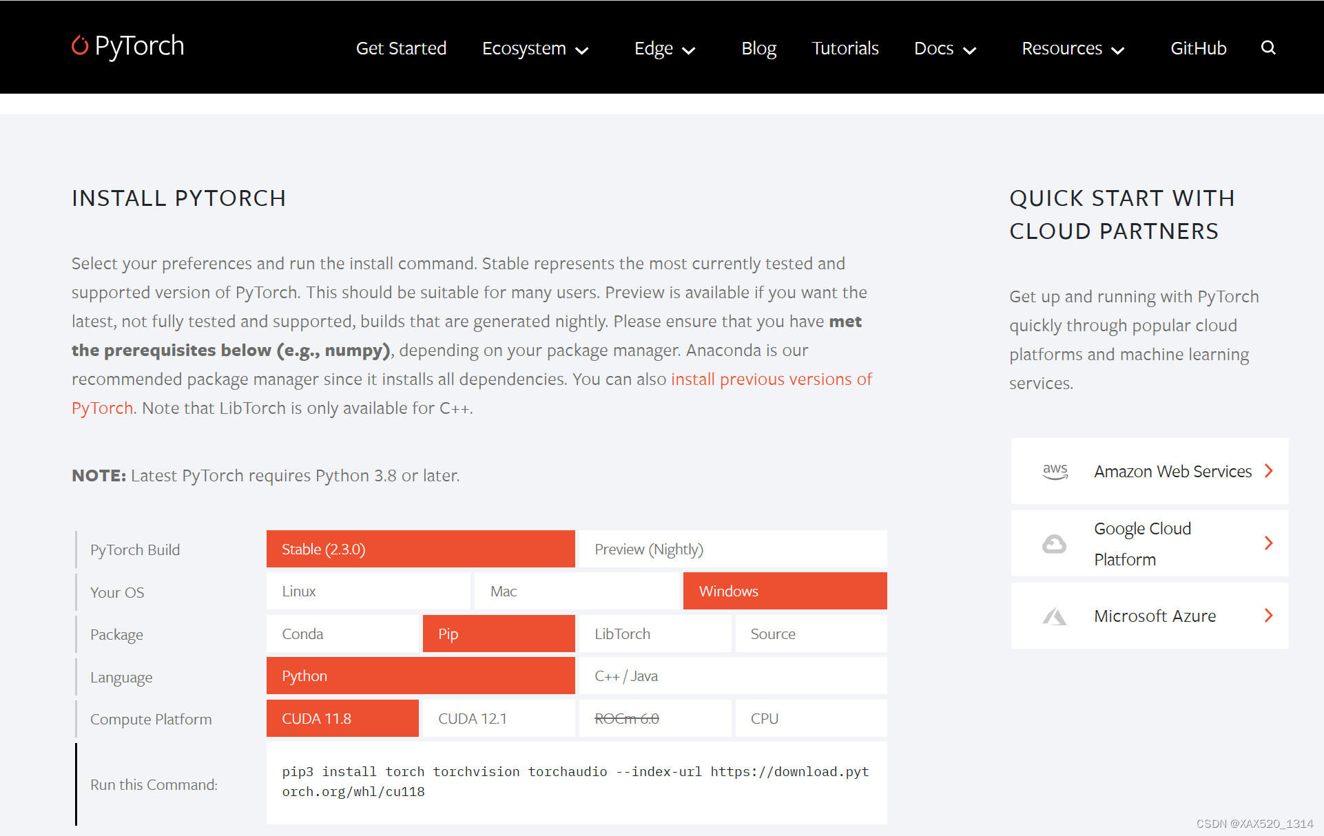 Pytorch安装_conda install pytorch torchvision torchaudio-CSDN博客