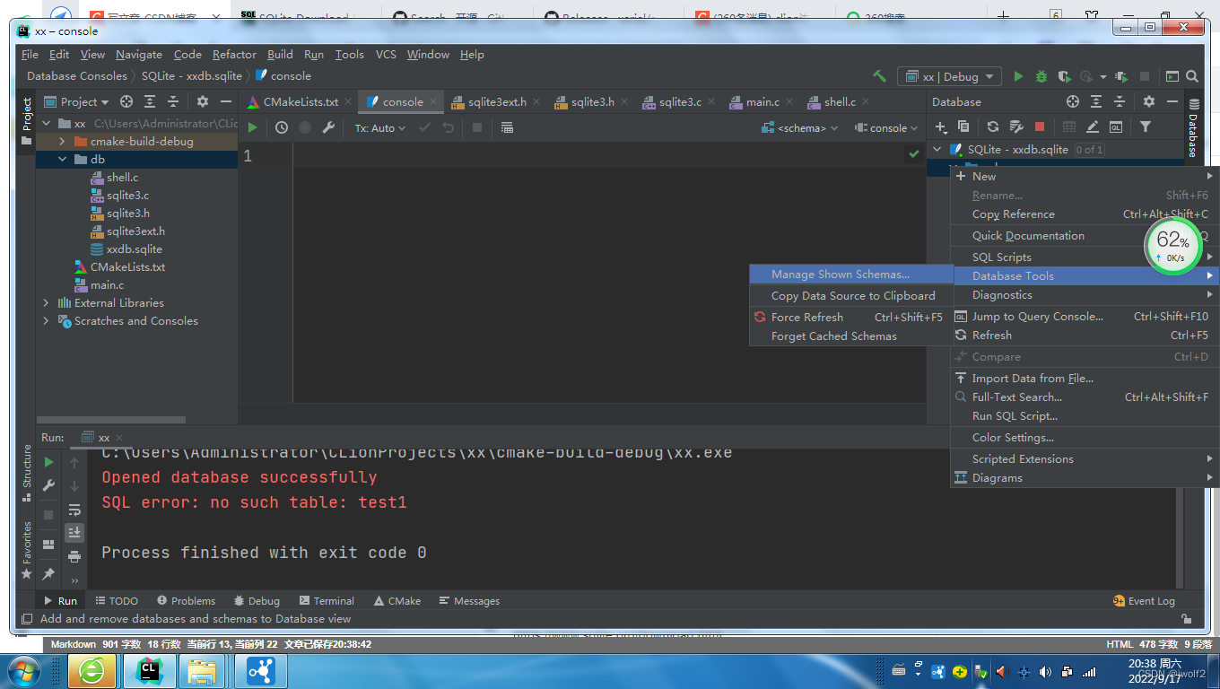 Clion C项目集成sqlite、IDE插件连接与C代码连接基本操作_clion如何打开sql文件-CSDN博客