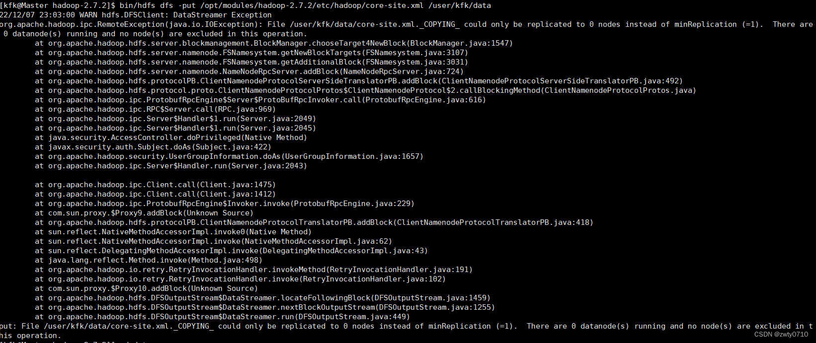 配置HDFS HA，遇到WARN hdfs.DFSClient: DataStreamer Exception-CSDN博客