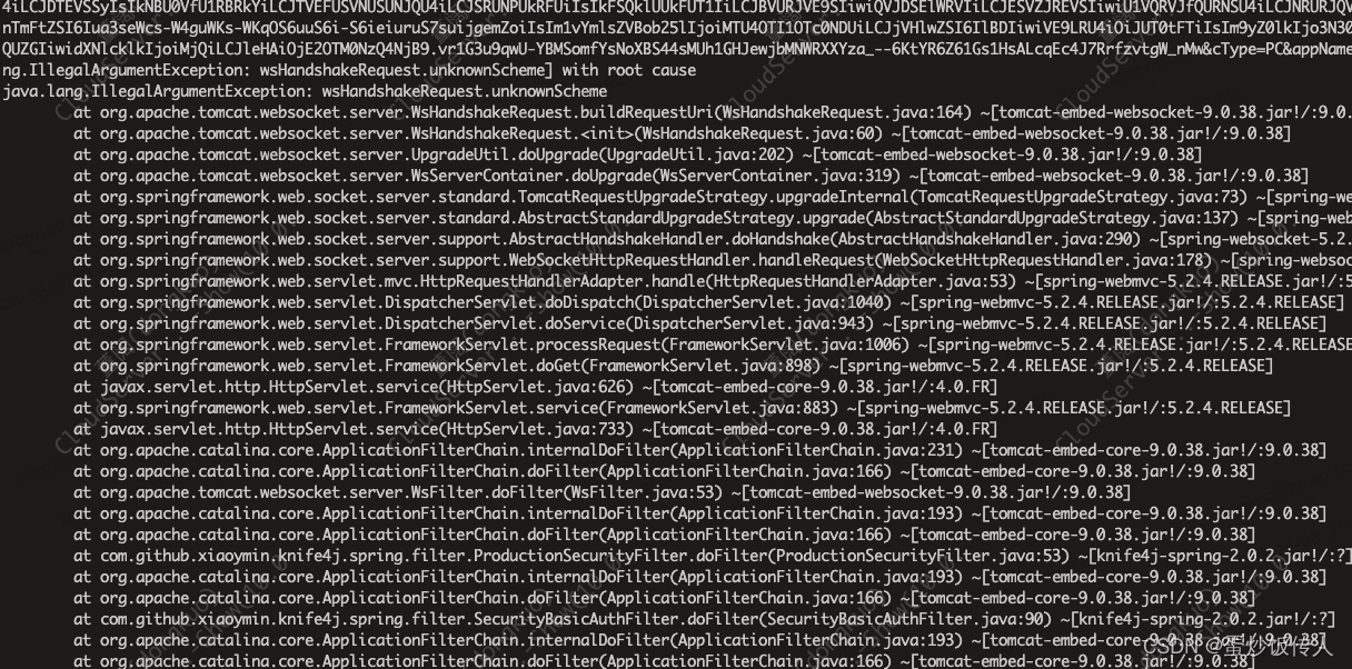 java.lang.IllegalArgumentException: wsHandshakeRequest.unknownScheme_wshandshakerequest ...