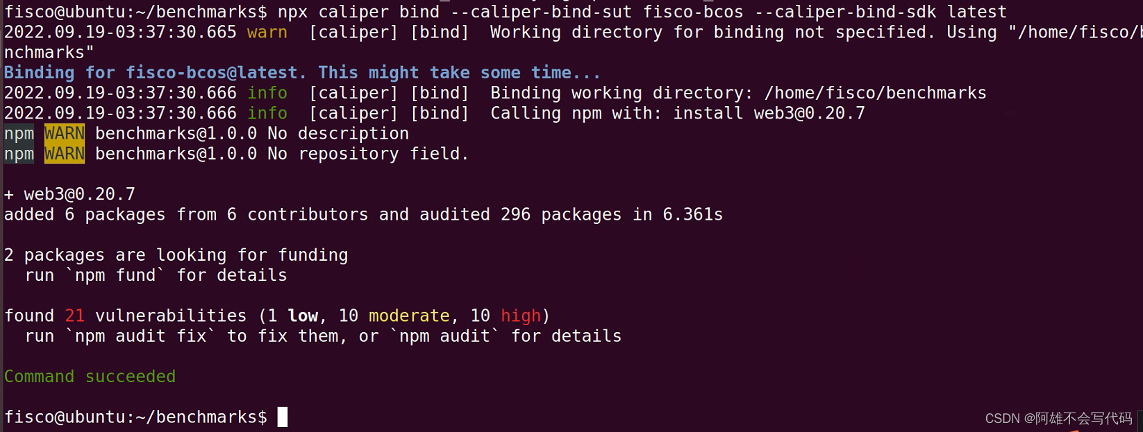 caliper遇到 error [caliper] [bind] Failed to execute “npm“ with return code 1.Command failed_npx ...