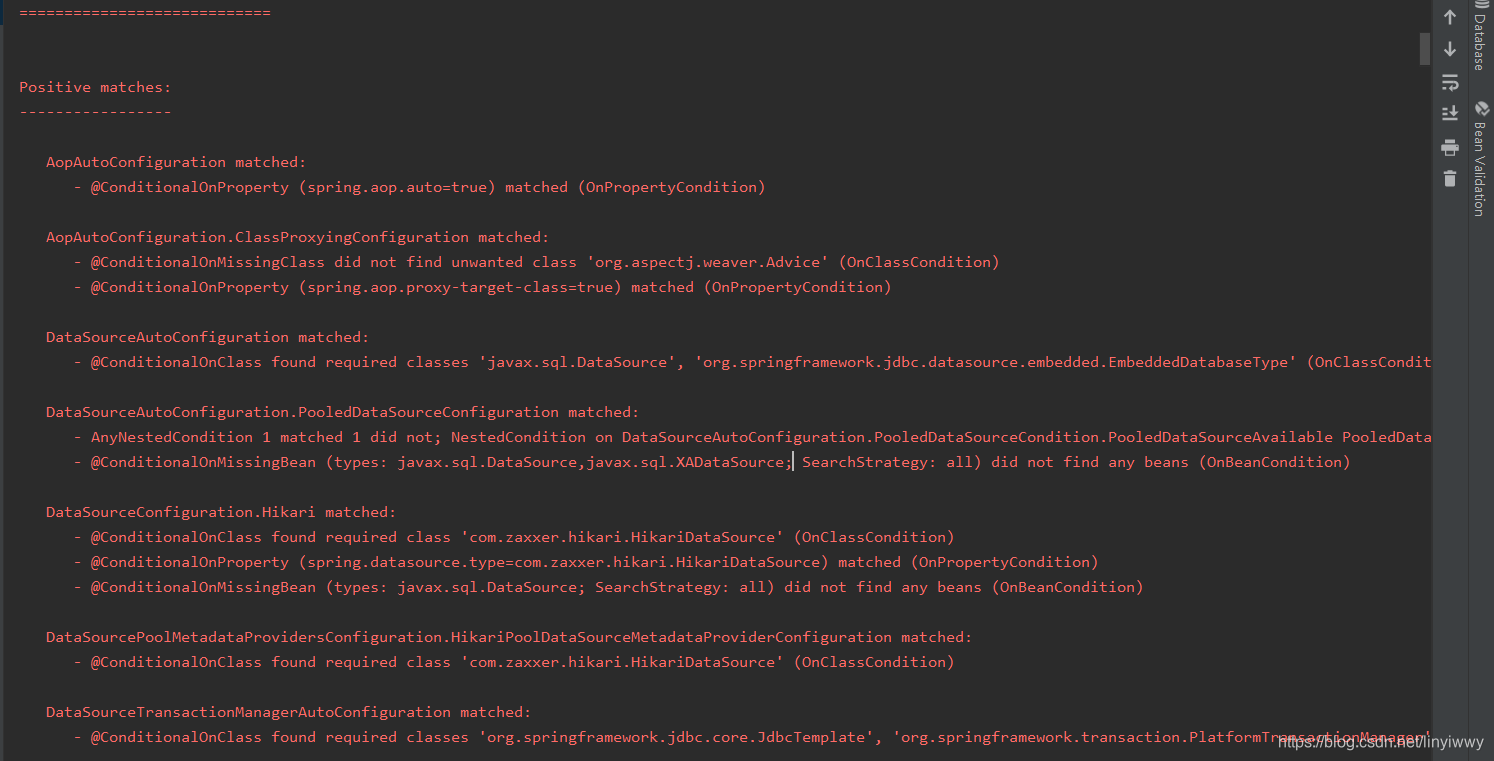测试springboot项目出现错误：AopAutoConfiguration matched: @ConditionalOnProperty (spring.aop.auto=true ...