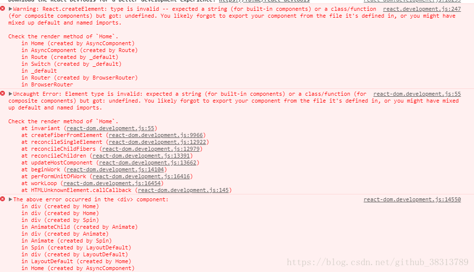 Warning: React.createElement: type is invalid -- expected a string (for built-in components) or ...