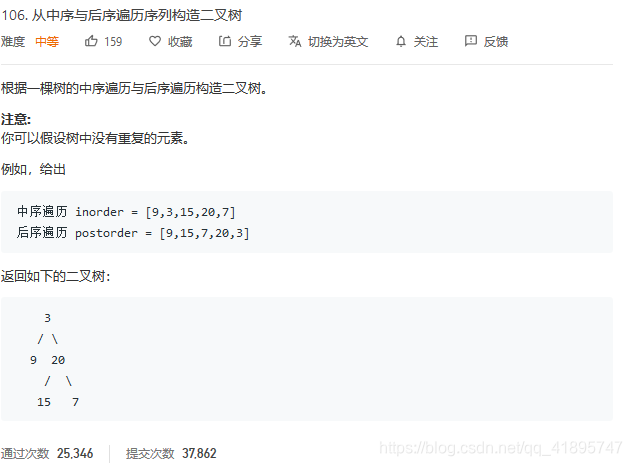 重建二叉树——LeetCode105&&LeetCode106_leetcode 105和106-CSDN博客