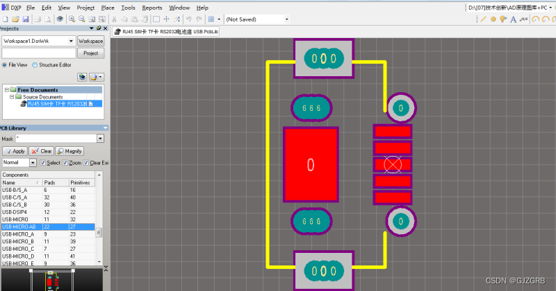 MINI MICRO A型B型D型USB type-c母座 USB 封装库Altium库 AD元件库（ PCB封装库）_micro usb母座 ...