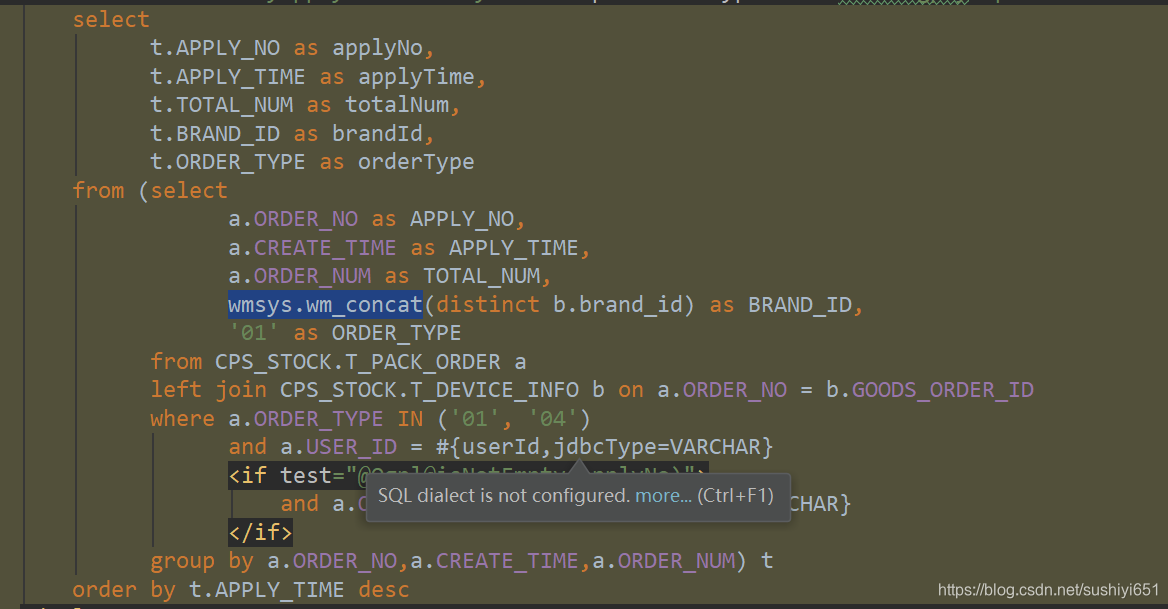 Mybatis 分页查询sql中使用wmsys.wm_concat()函数报错Error querying database. Cause: java.sql.SQLException ...