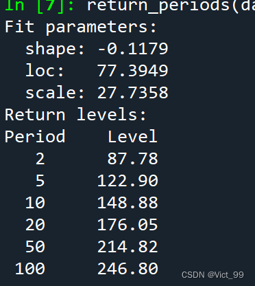 python计算N年一遇的降水经历_shape, loc, scale = genextreme.fit(data)-CSDN博客