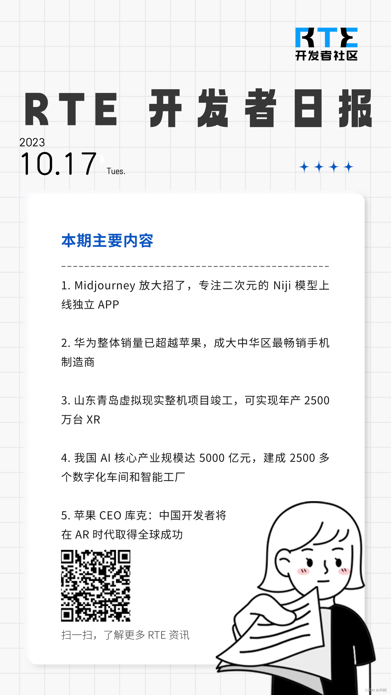 专注二次元的 Niji 模型上线独立 APP；华为整体销量已超越苹果丨 RTE 开发者日报 Vol.68-CSDN博客