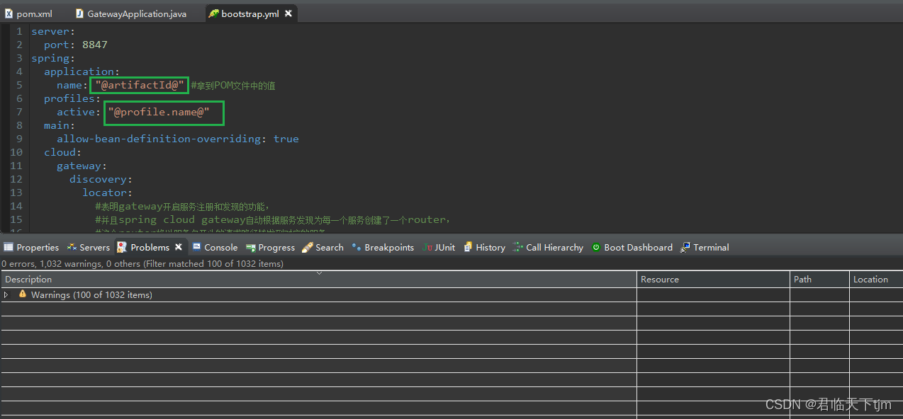报错：found character ‘@‘ that cannot start any token. (Do not use @ for indentation) bootstrap.yml ...
