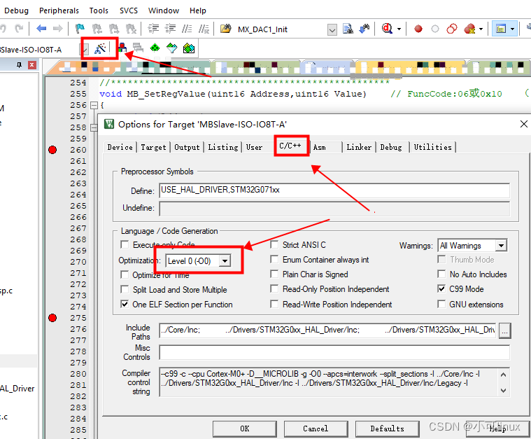keil5 debug时switch case无法打断点或程序执行不到的问题（编译优化问题）_keil5里面case语句-CSDN博客