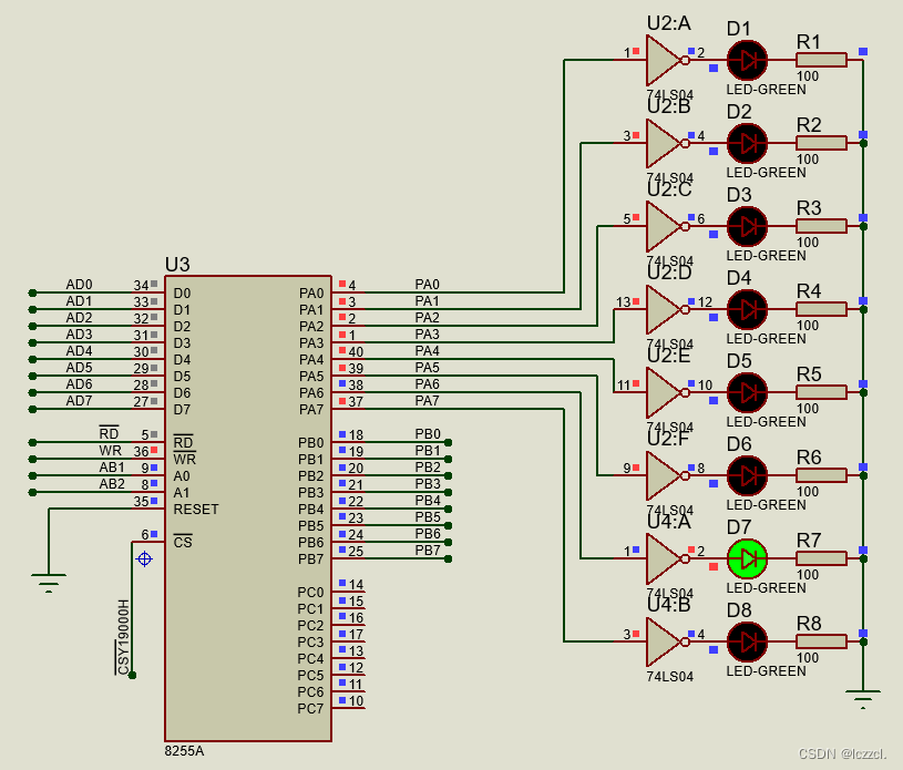8255并行接口流水灯实验教程,-CSDN博客