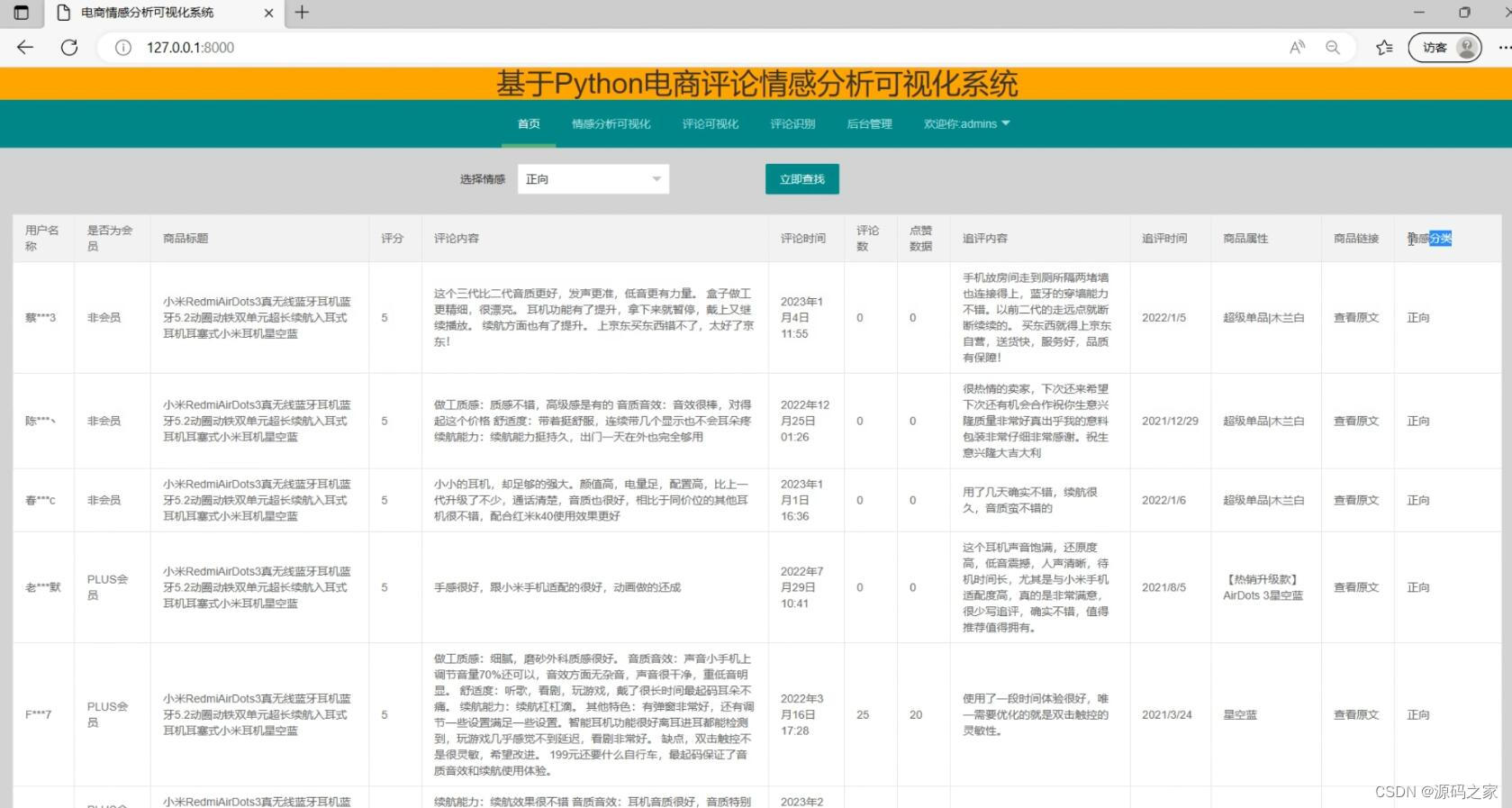 毕业设计:基于python商品评论数据情感分析系统 可视化 Snownlp情感分析 机器学习 Django框架(源码) Python源码之