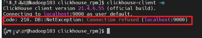 Centos7中clickhouse启动时报错code 210 Code 210 Db Netexception Connection Reset By P Csdn博客