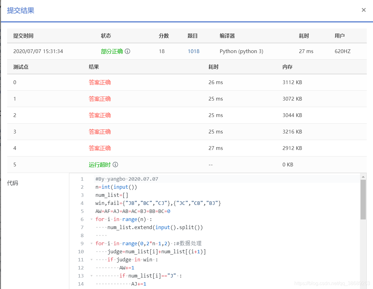【Python】1018 锤子剪刀布 (20分)-CSDN博客