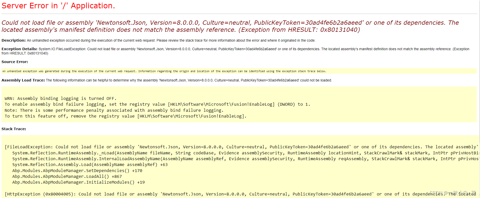 Could not load file or assembly ‘Newtonsoft.Json, Version=8.0.0.0, Culture=neutral... 问题解决_could ...
