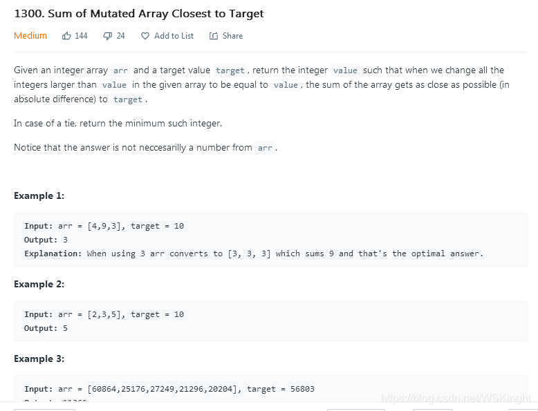LeetCode[1300] Sum of Mutated Array Closest to Target_leetcode 1300. sum of mutated array ...
