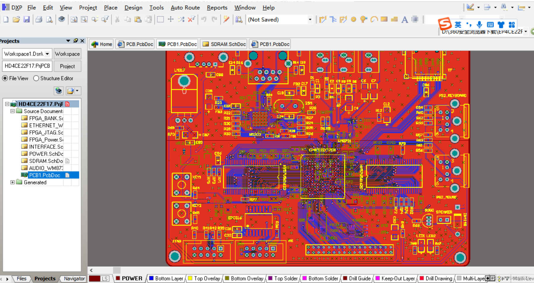 EP4CE22+SDRAM+WM8731+HR911105A cycloen4e fpga开发板(原理图+PCB）_ep4ce10e22c8n驱动sdram原理图-CSDN博客