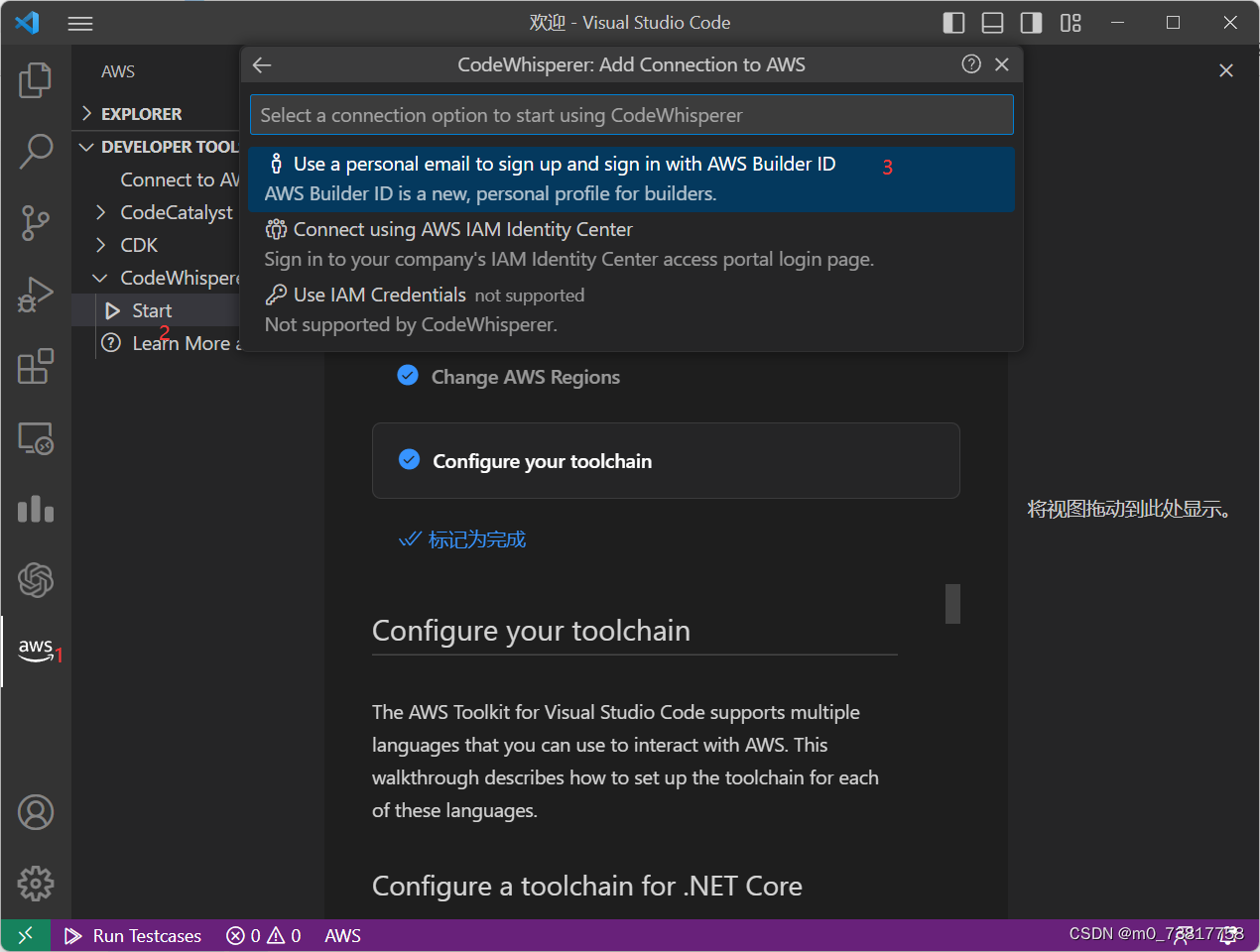 如何在 Vs Code 中安装和使用 Amazon Codewhisperervscode Amazon Codewhisperer Csdn博客
