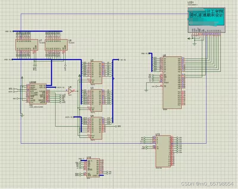 微机原理课程设计十字路口交通灯控制系统8086仿真proteus LCD显示屏 ROMRAM存储器_8086 ram-CSDN博客