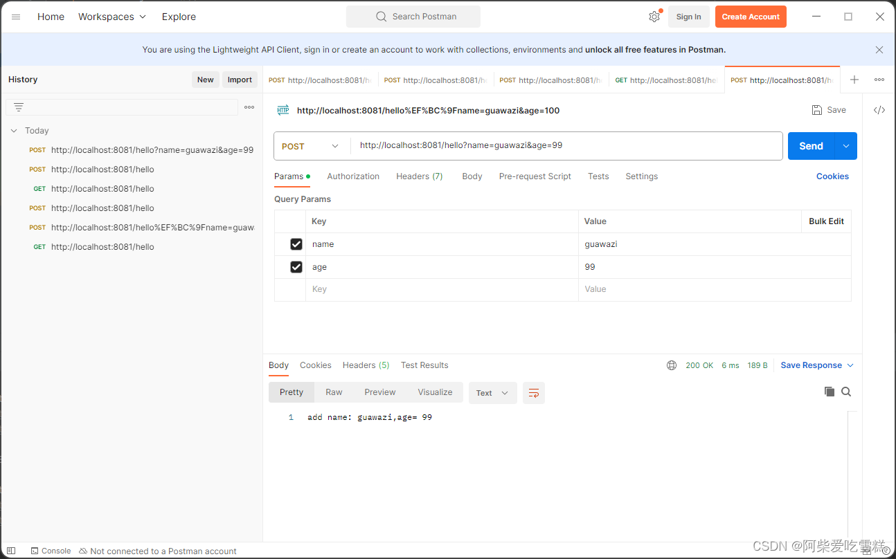 Spring Boot 入门&postman测试_springboot postmapping 测试命令行-CSDN博客