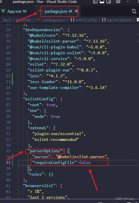 在vue中parsing Error No Babel Config File Detected For报错 Error