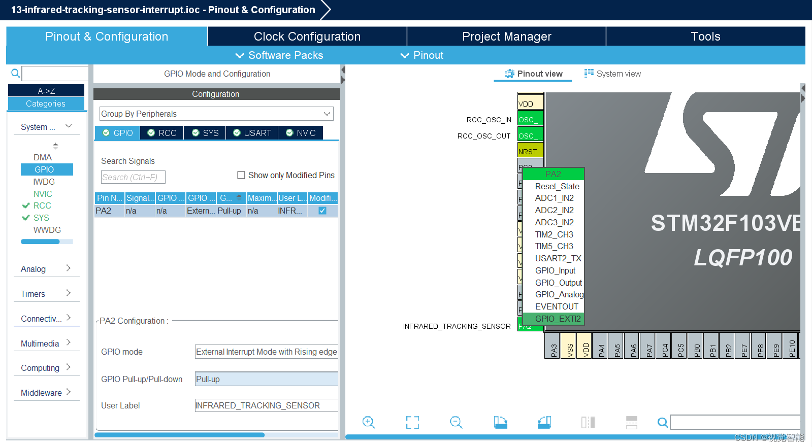 STM32F1与STM32CubeIDE编程实例-红外寻迹传感器驱动_cubeide里面怎么调用红外传感-CSDN博客
