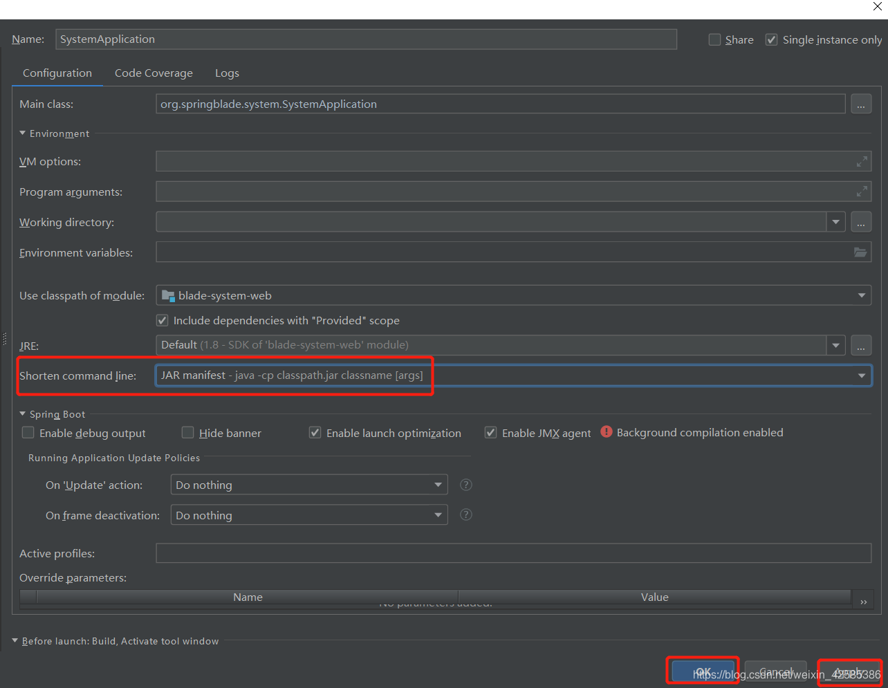 Command line is too long. Shorten command line for XXXApplication or also for Spring Boot ...
