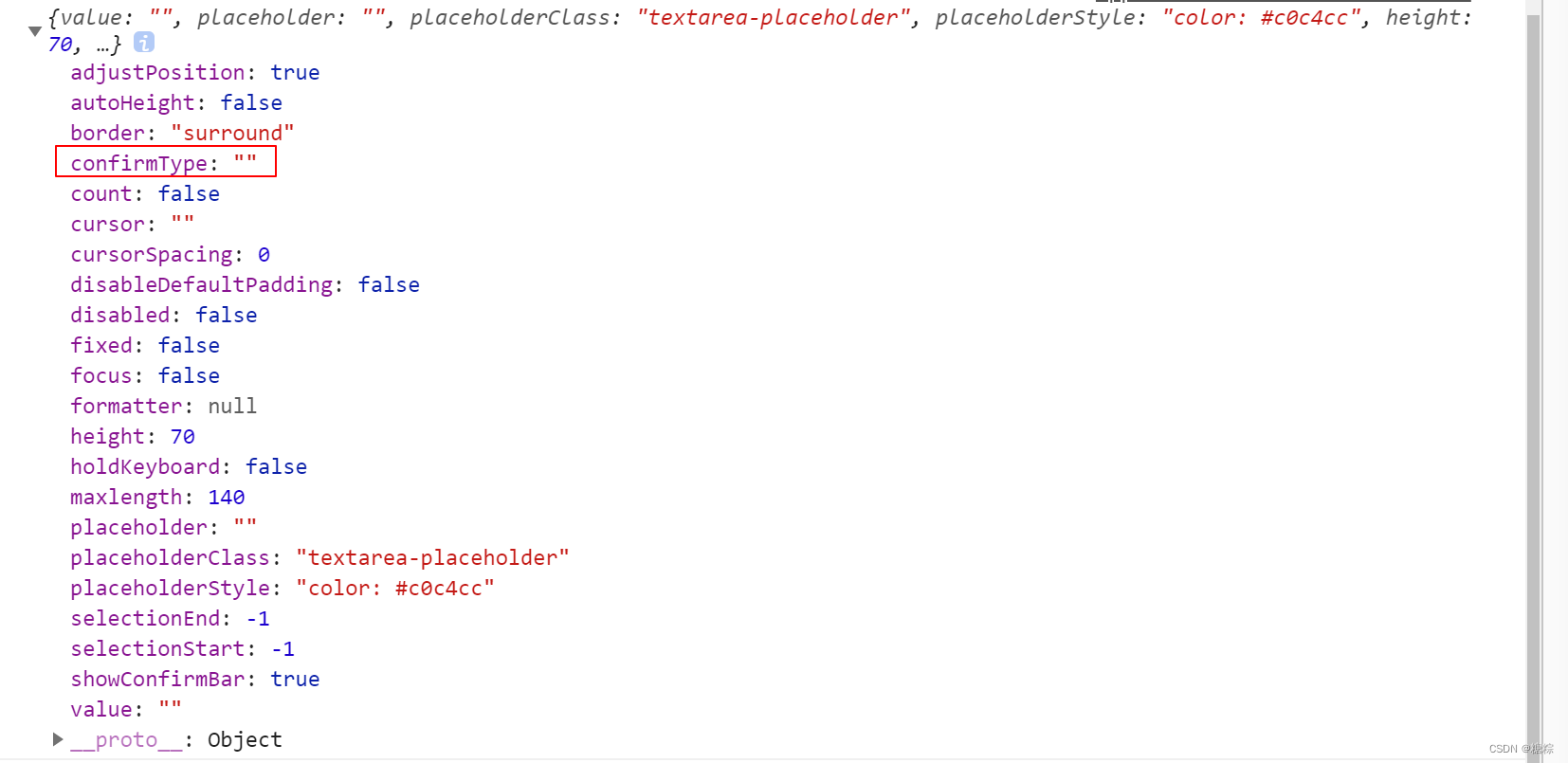 uniapp开发使用uview中的u-textarea组件，控制台报错的问题_custom validator check failed for prop "confirmtyp-CSDN博客
