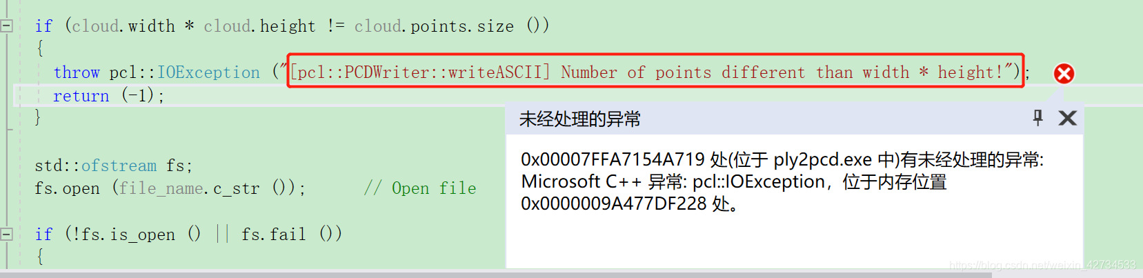 报错：“[pcl::PCDWriter::writeASCII] Number of points different than width * height!“-CSDN博客