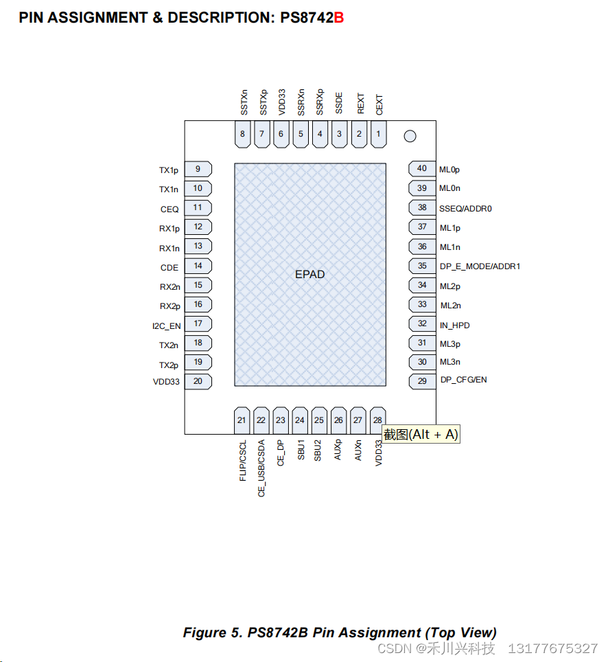 PS8742BQFN40GTR-A1 parade(谱瑞科技) type-c接口数据切换开关芯片 USB Type-C重驱动开关，用于USB ...